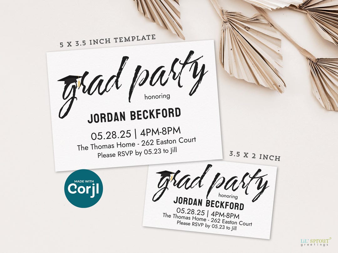 Graduation Insert Card Template, Grad Party Announcement Insert ...