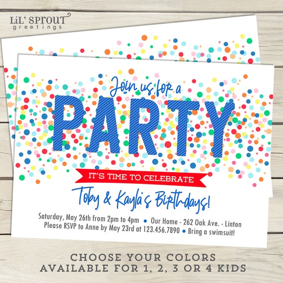 Multiple Birthday Invite - Printable Digital File Birthday Invitation ...