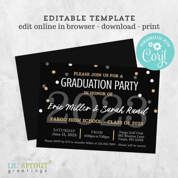 5x7 EDITABLE Graduation Party Invitation TEMPLATE - DIY Digital File ...