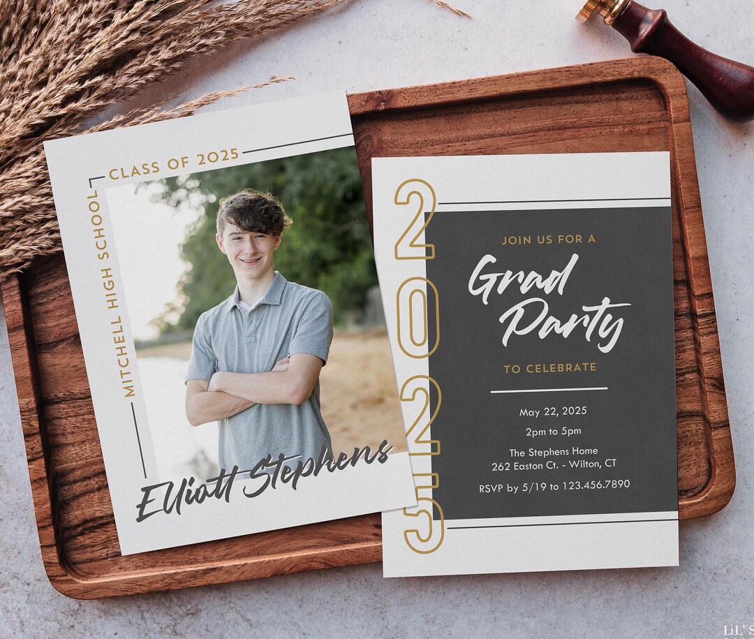 Photo Graduation Party Invite, 2025 Grad Invitation 5x7", Double Sided ...