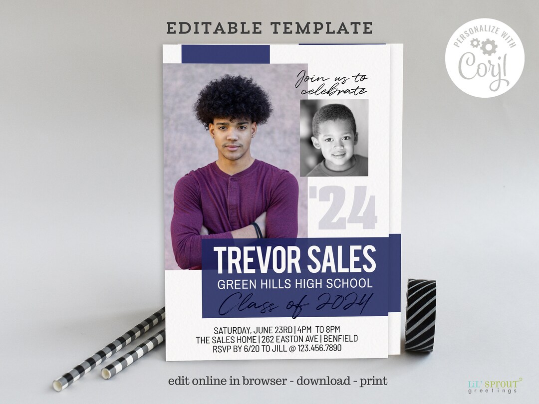 Editable 2024 Graduation Announcement Corjl Edit Online in Browser ...