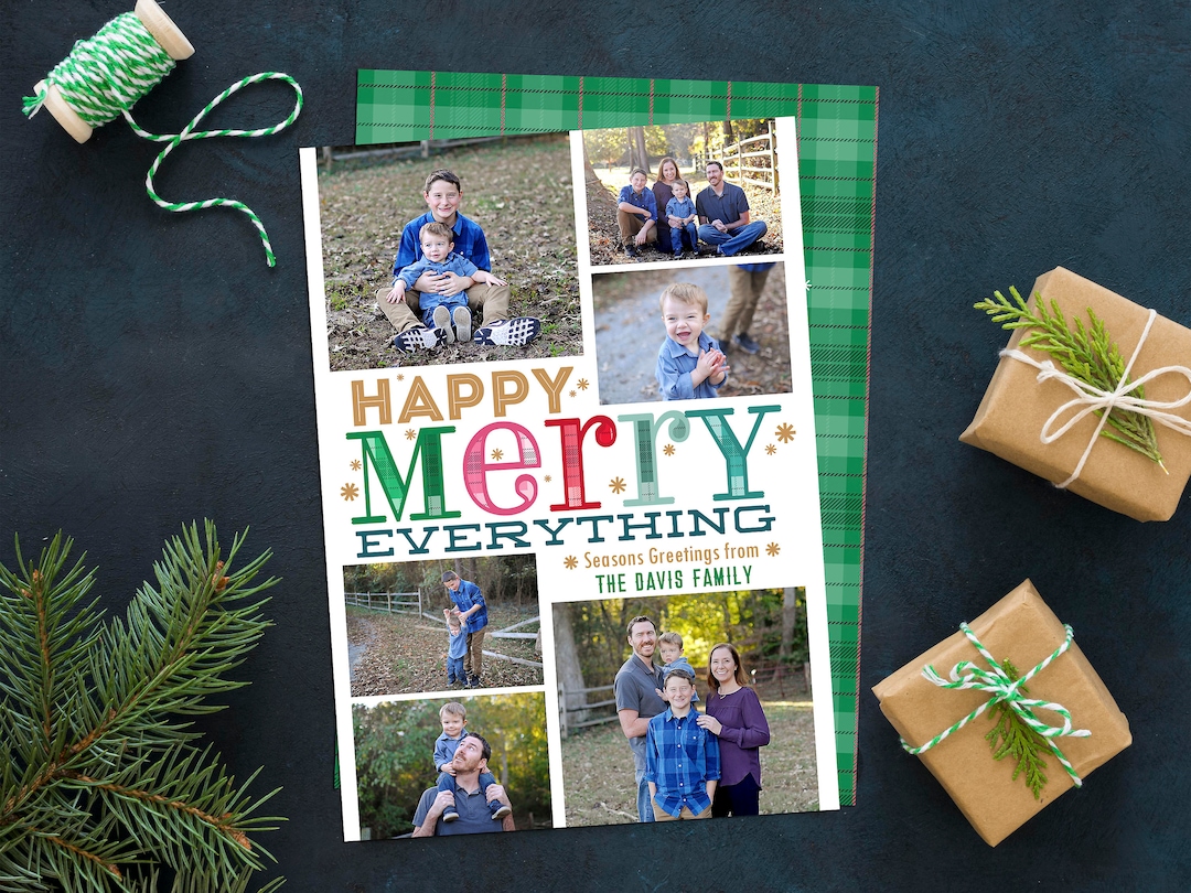 Merry Everything Printable Holiday Card 6 Photo Christmas - Etsy