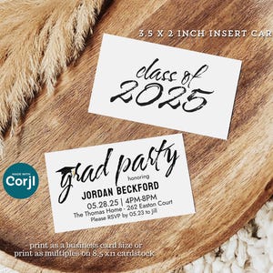 Graduation Insert Card Template, Grad Party Announcement Insert ...