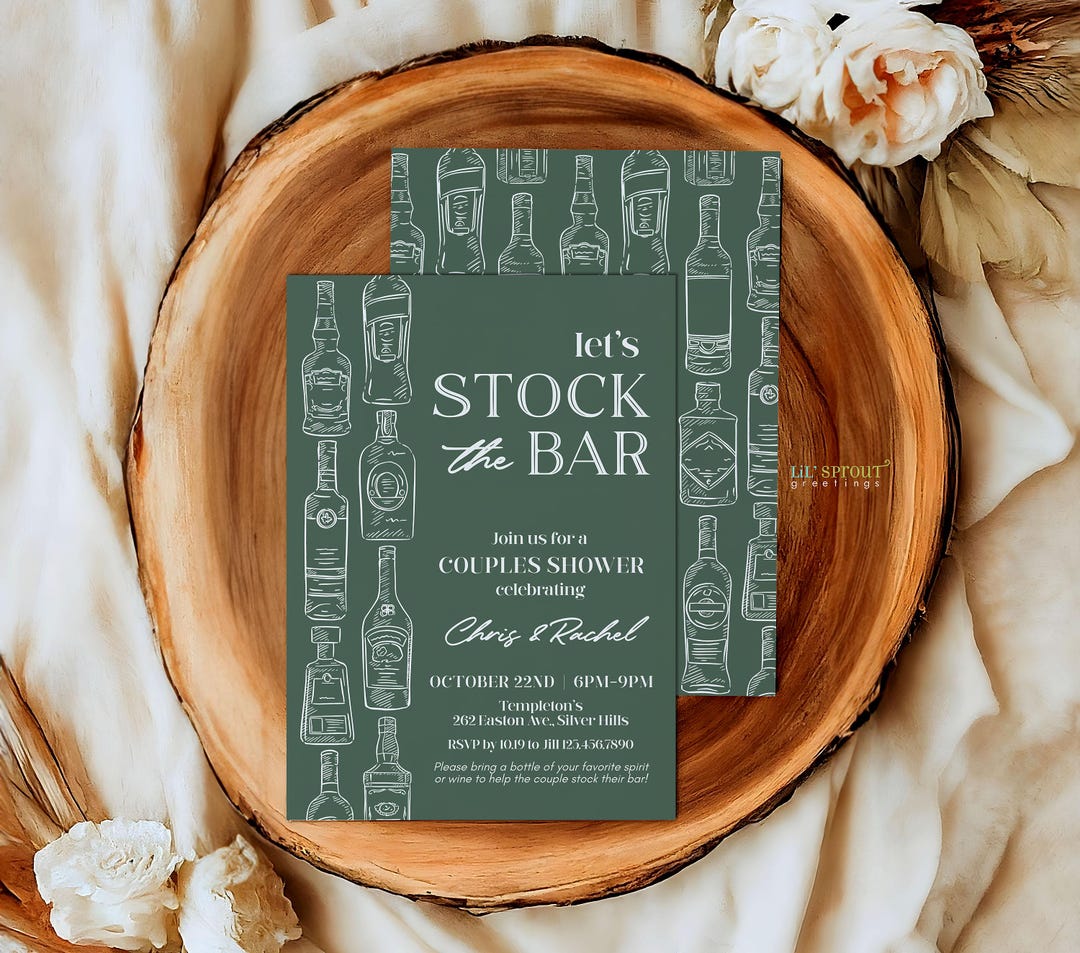 Editable Stock the Bar Party Invitation for Couples Shower ...