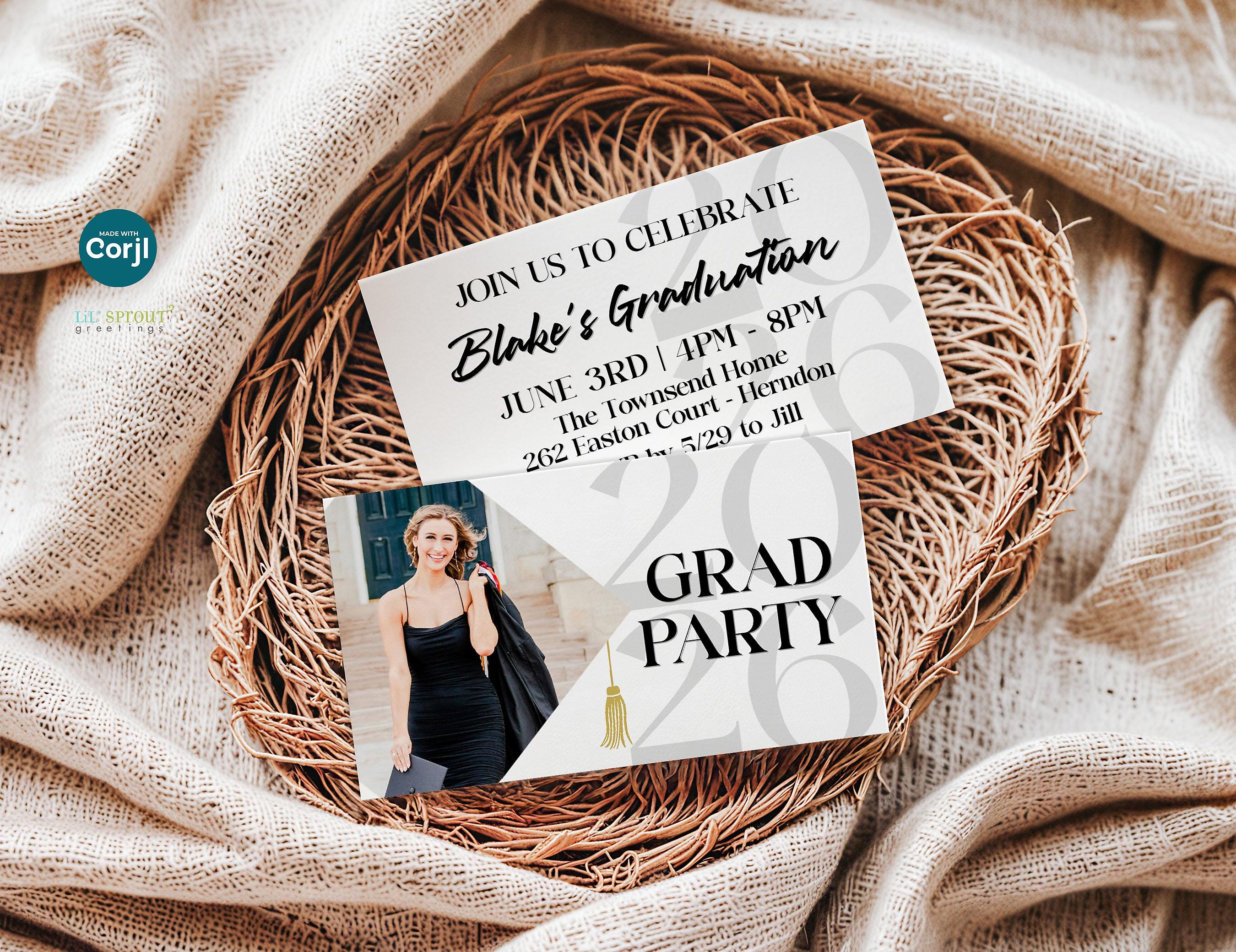 Graduation Insert Card With Photo, Editable Grad Party Invite Details ...