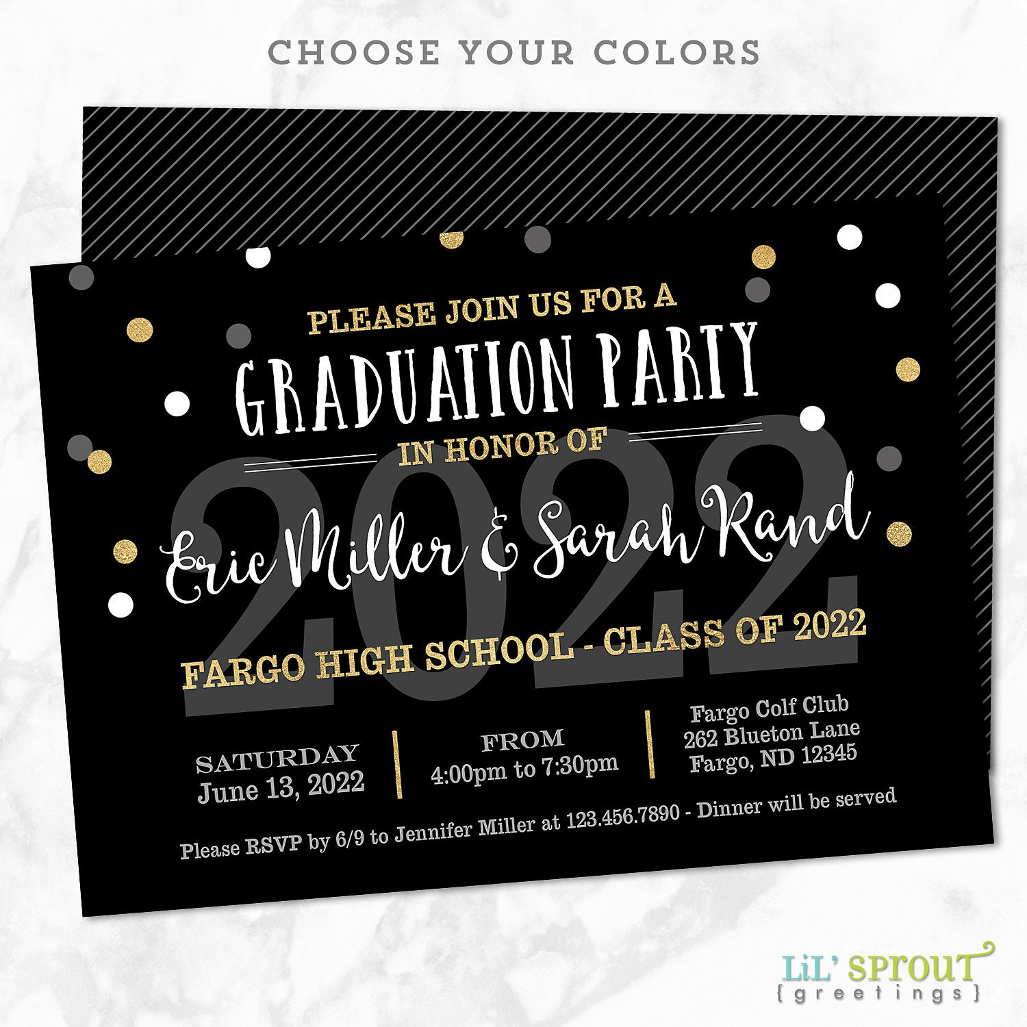 Paper High School College Grad Graduation Party Blue Black White Class ...