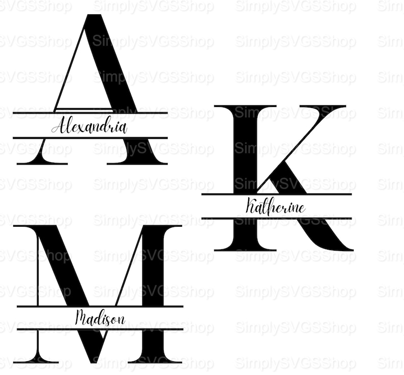 Split Monogram Alphabet SVG, PNG, Split Monogram Frame Alphabet, Split ...