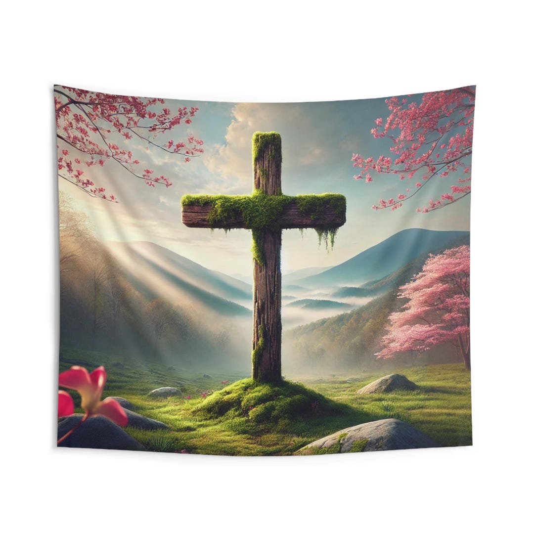 Easter Backdrop: Old Rugged Cross Rustic Easter Mountains - Etsy