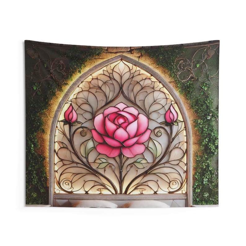 Boudoir Backdrop: Fairytale Castle Bedroom Stained Glass Headboard ...