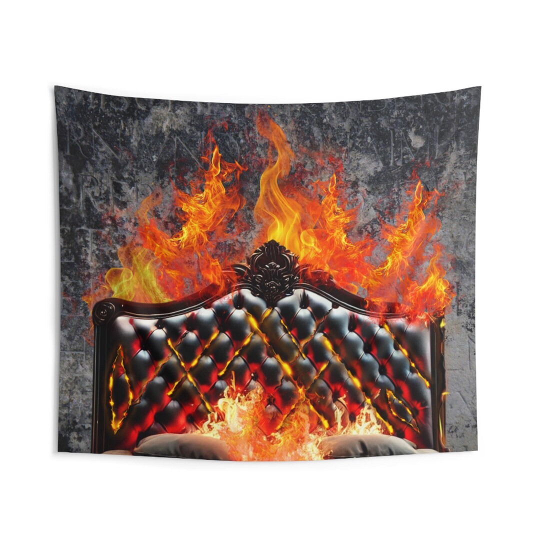 Boudoir Backdrop: Gothic Bedroom Fire Bed Boudoir Headboard Tapestry - Etsy