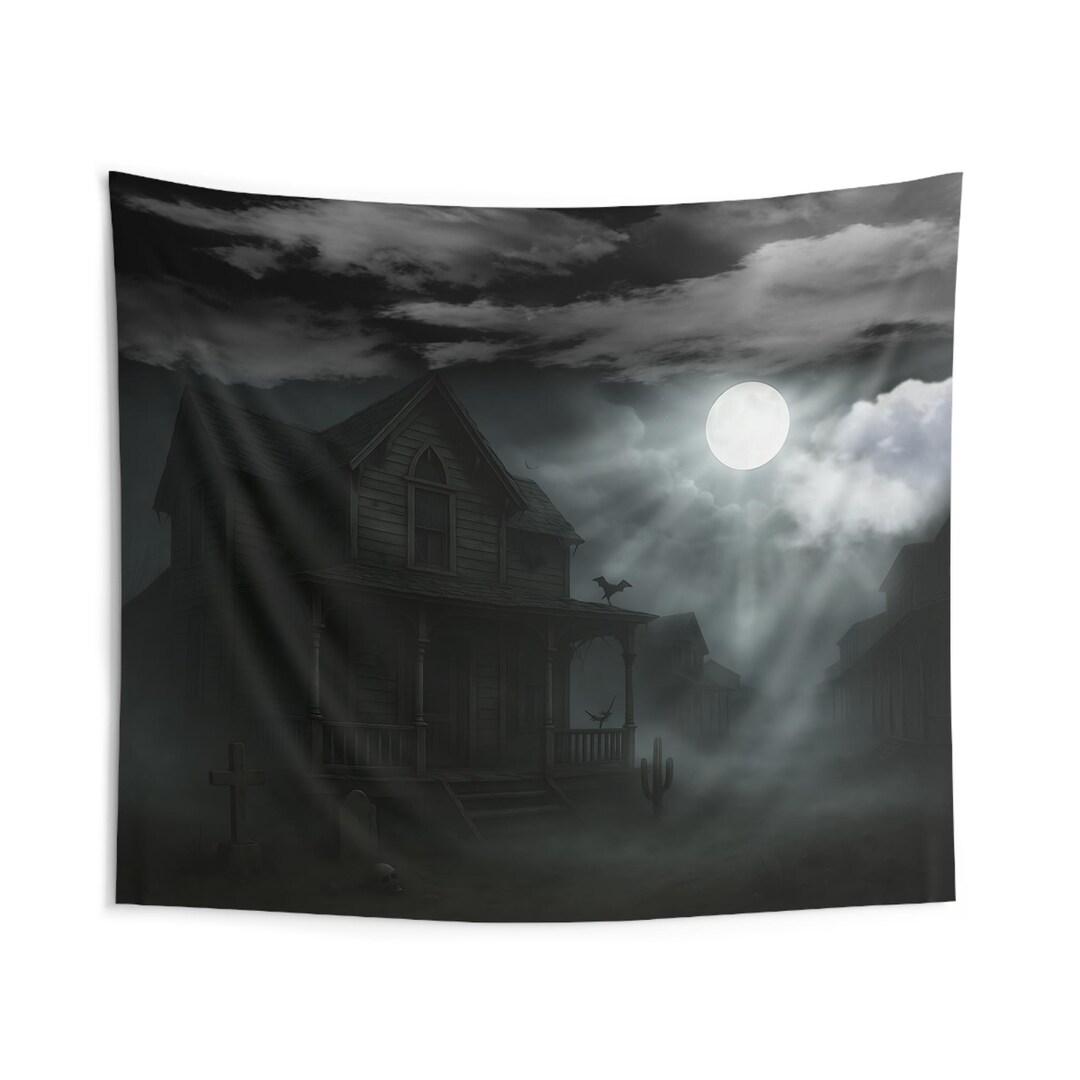 Gothic Ghost Town Indoor Wall Tapestries, Photography Backdrop, Haunted ...