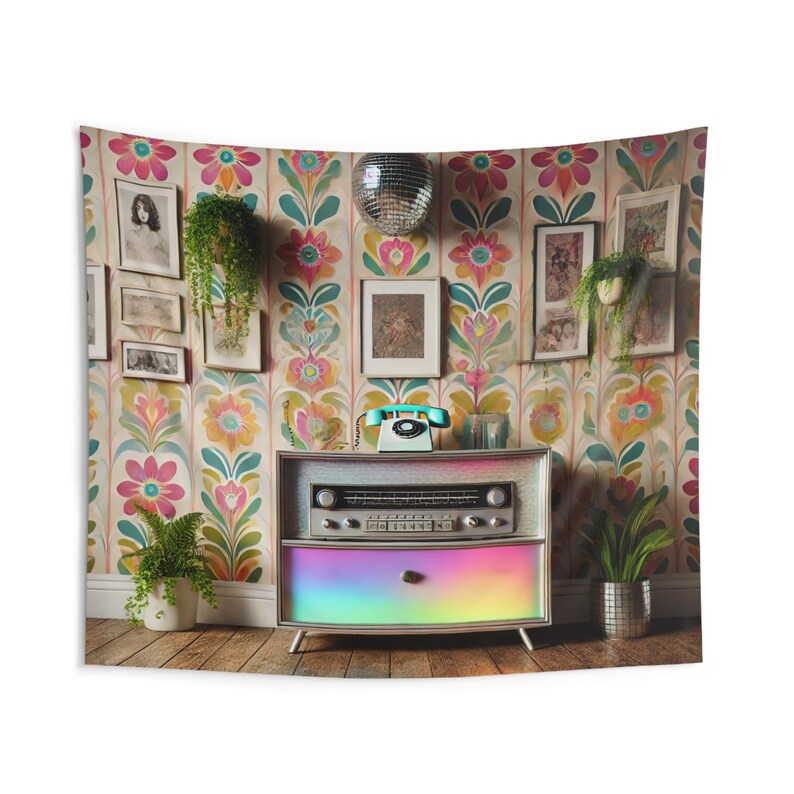 Iridescent Stereo Cabinet Backdrop: Modern Scene | Photo Tapestry - Etsy