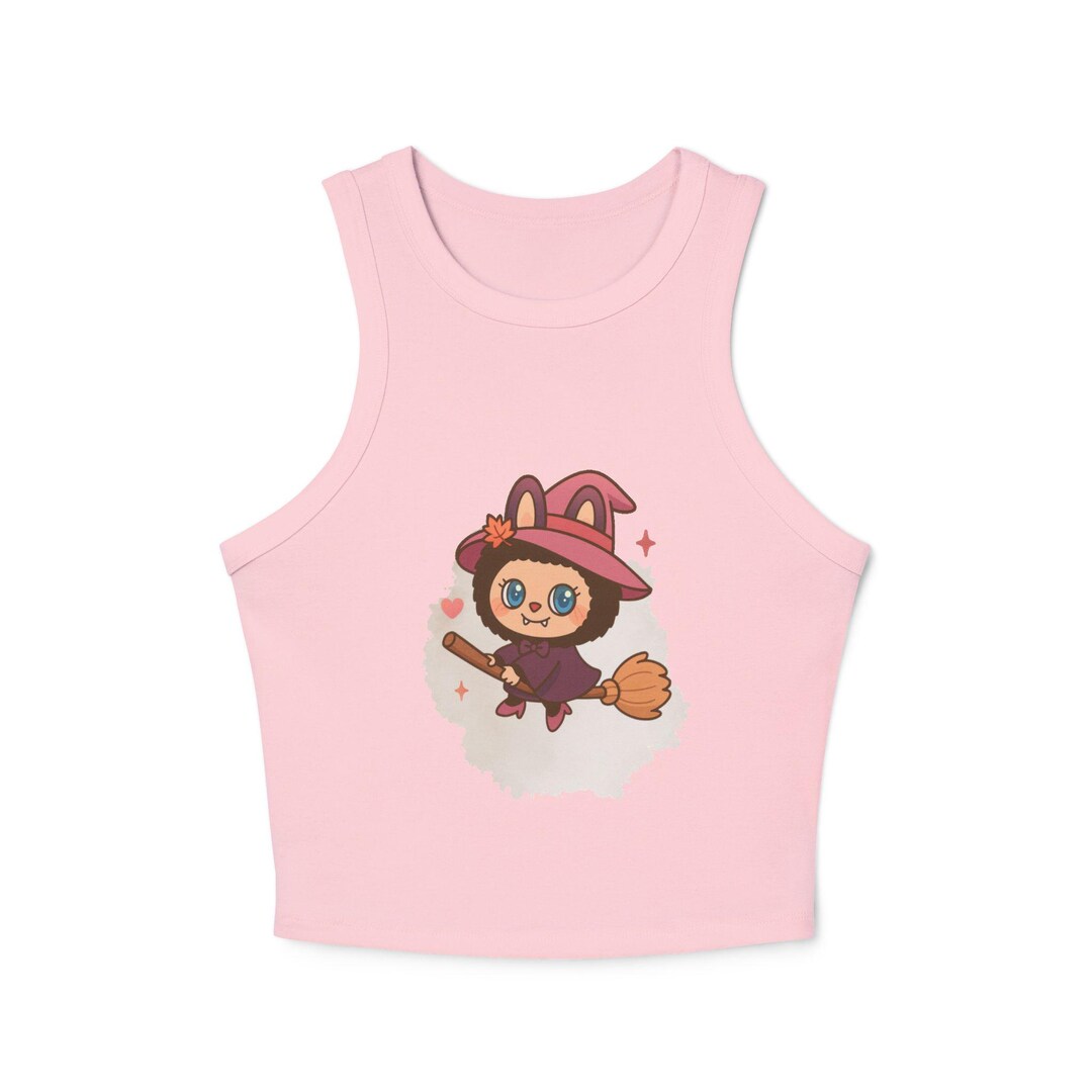 Crop Tank Top, Labubu Monsters Doll Witch Halloween, Women's Racer Tank ...