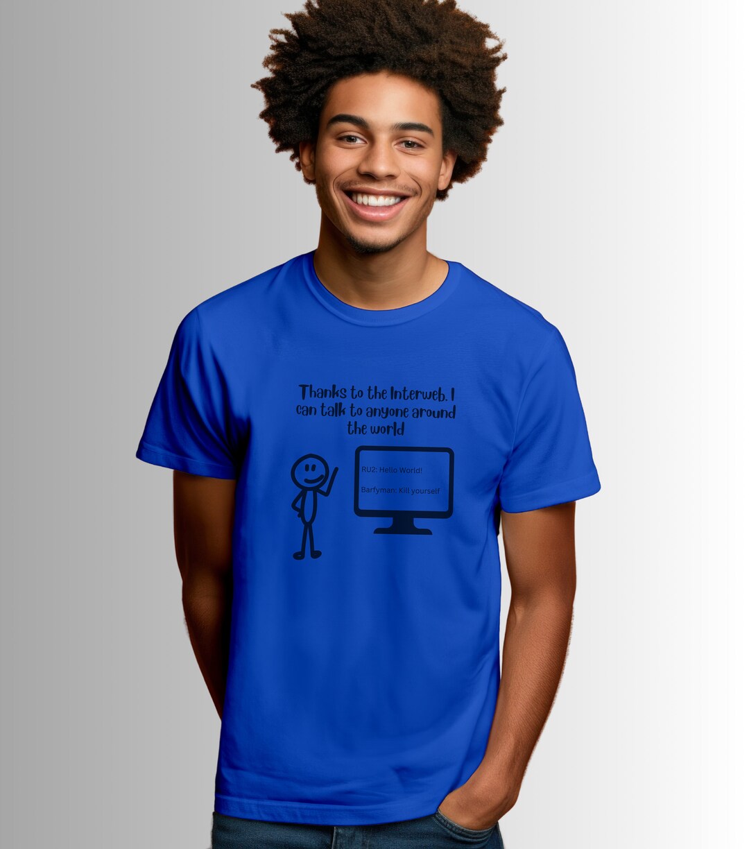 Interweb T-shirt Stick Figure by Computer Funny Graphic Tee Humorous ...