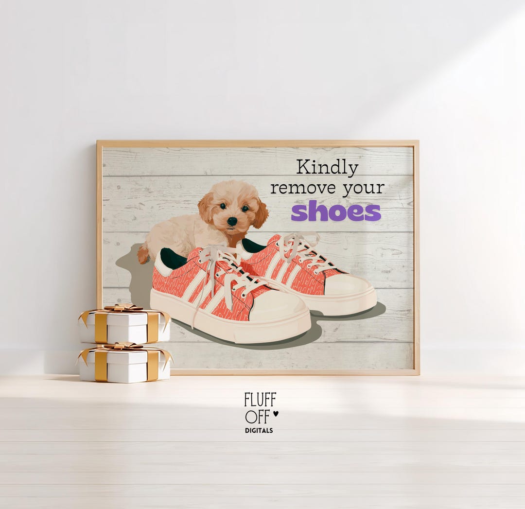 Remove Your Shoes Puppy Sign- Cute Farmhouse Entryway Decor, Rustic ...