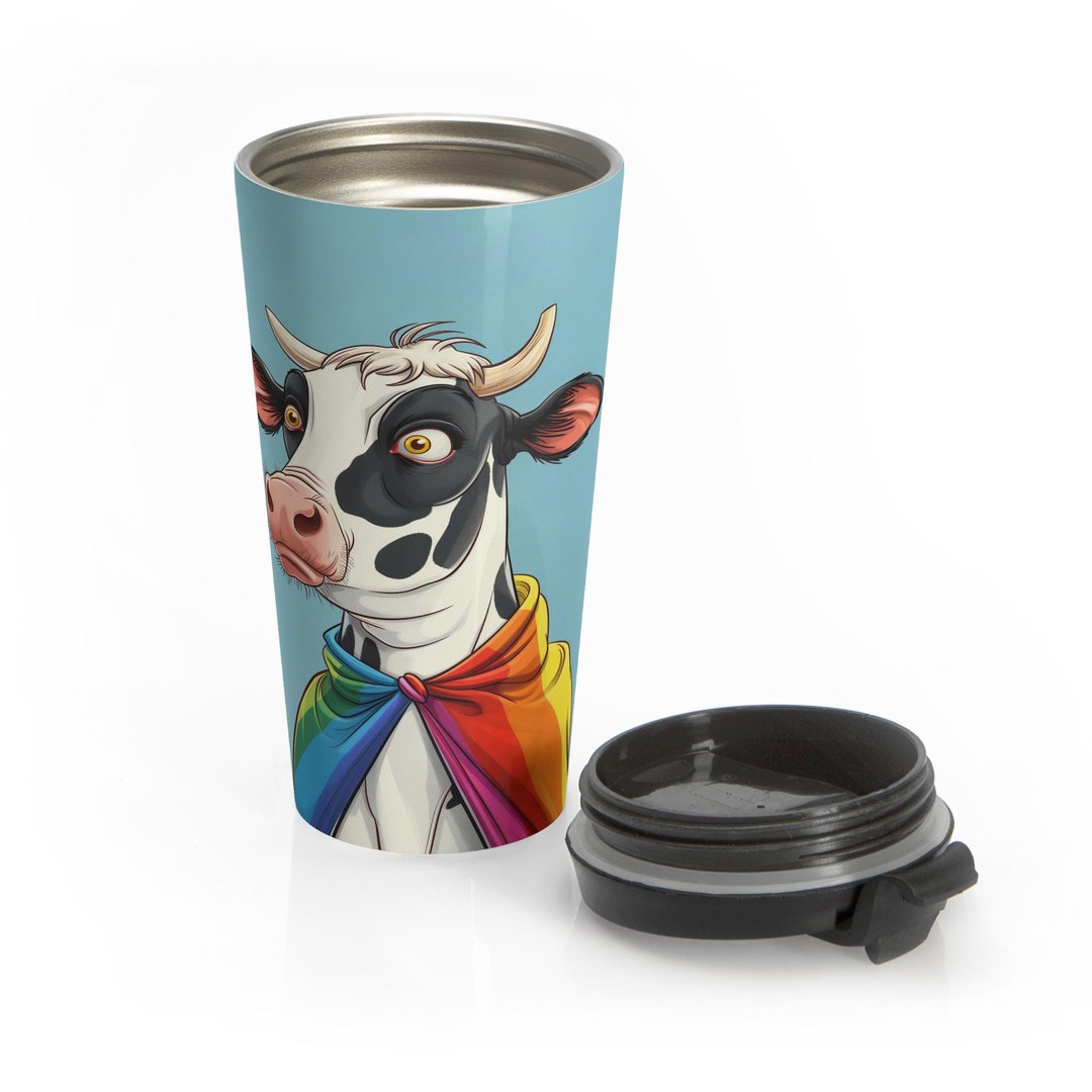 Pride Cow Travel Mug, 15oz Stainless Steel Leak-proof Mug - Etsy