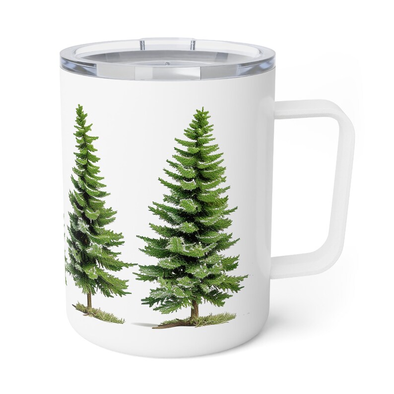 Pine Trees Insulated 10oz Stainless Steel Coffee Mug With Lid - Etsy