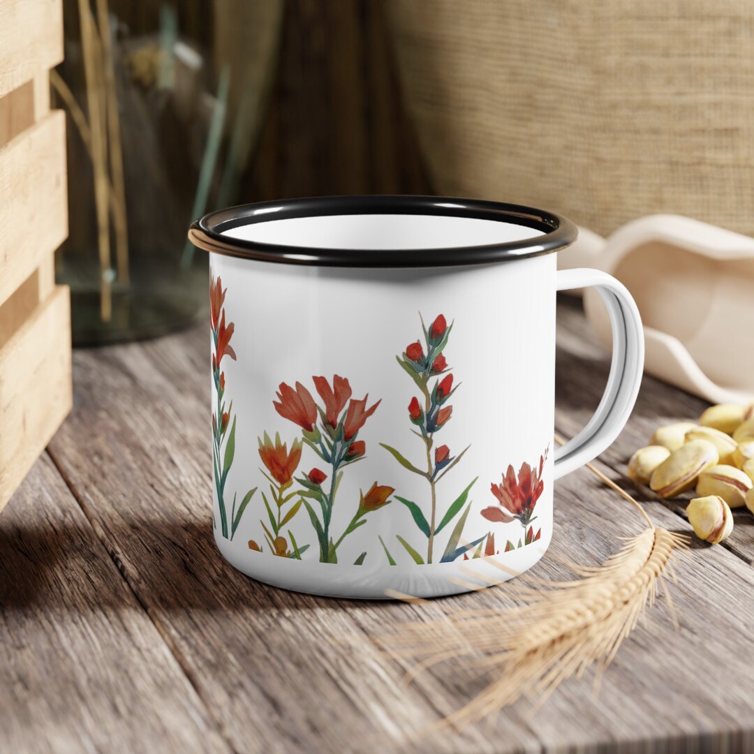 Red Indian Paintbrush Camp Cup: Enamel Glazed Steel Mug - Etsy