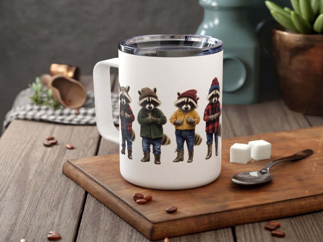 Raccoon Flannel Family 10oz Stainless Steel Insulated Coffee Mug With ...