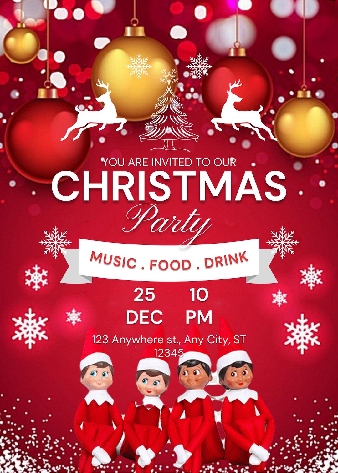 Editable Digital Christmas Party Invitation Holiday Party Invitation ...