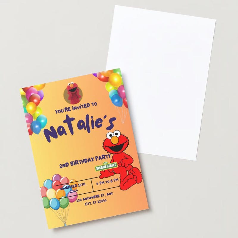 Elmo Birthday Invitation - Etsy