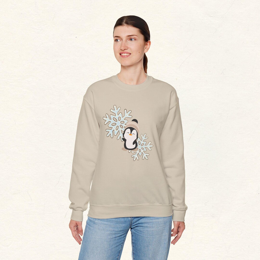Penguins and Snowflakes Winter Sweatshirt, Holiday Crewneck Jumper ...