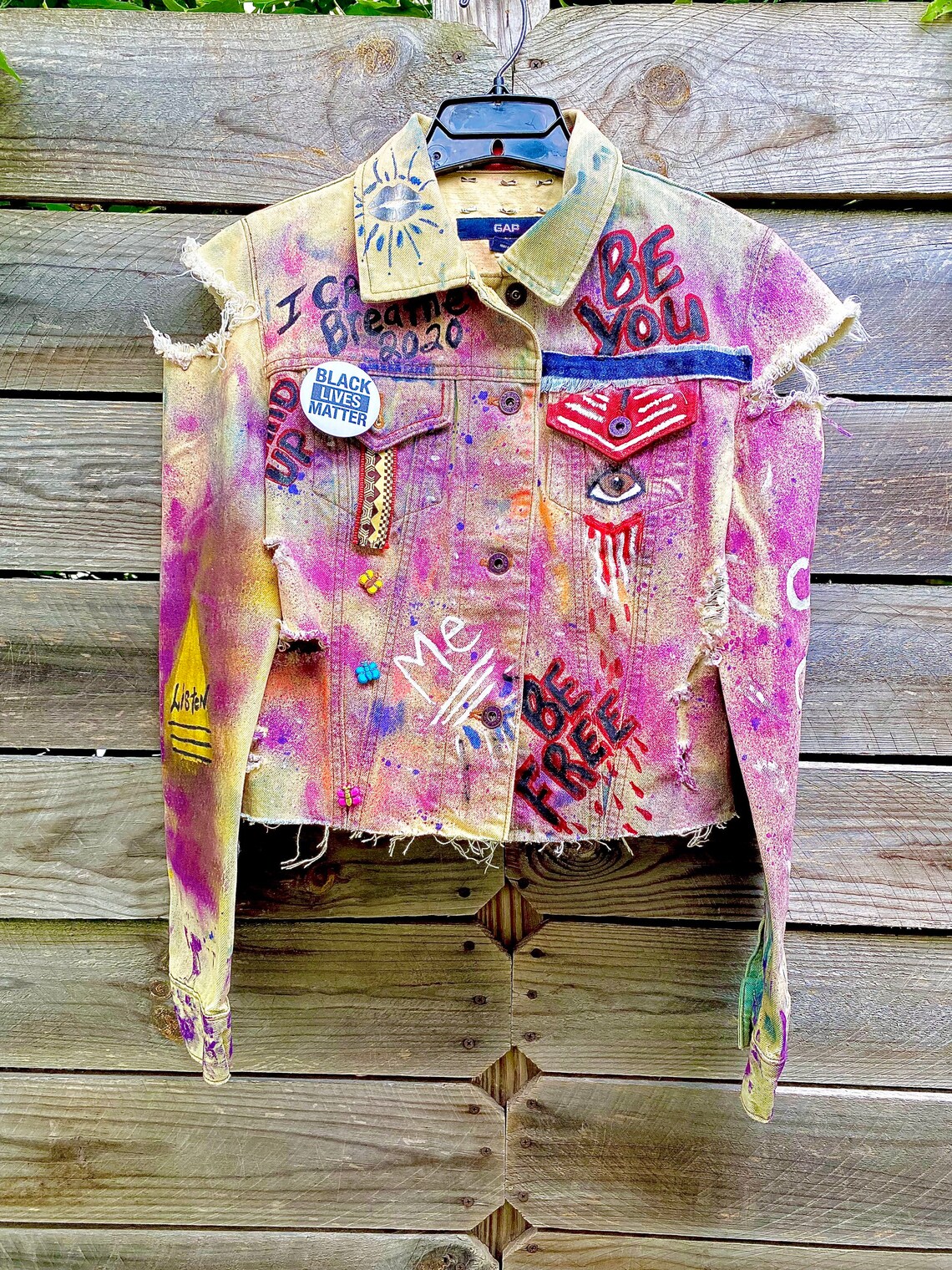 Custom Hand Painted Cropped Jean Jacket - Etsy