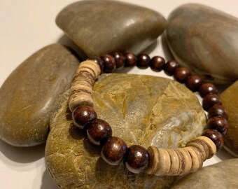 Men's Bracelet-beaded Stretch Wooden Bracelet - Etsy