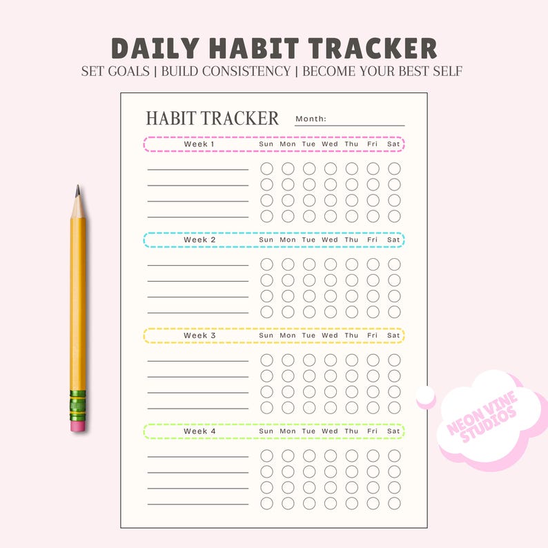 Habit Tracker Sheet, Goal Setting Printable, Daily Routine Planner ...