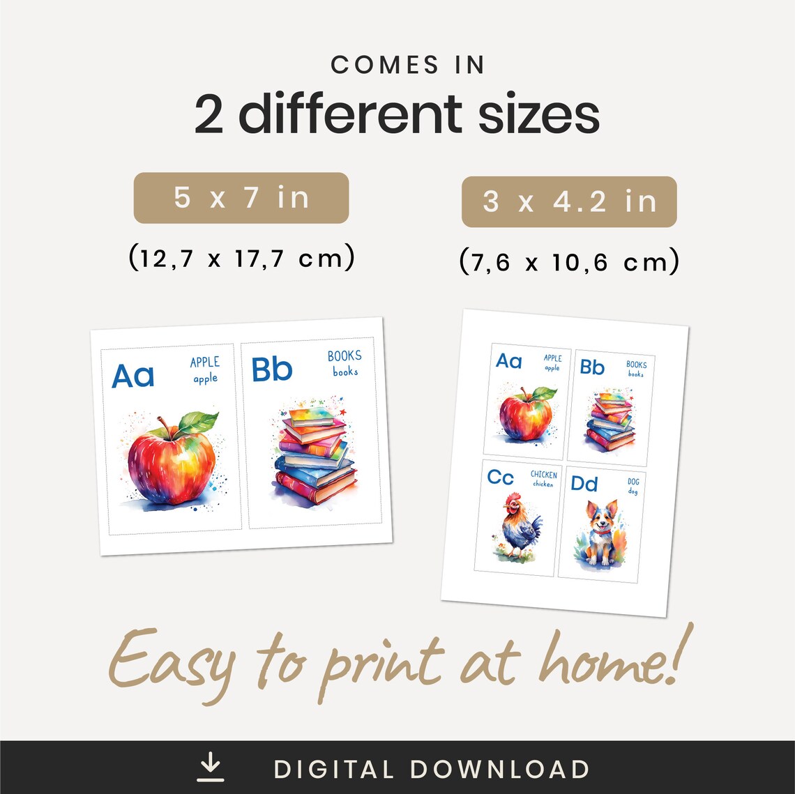 Printable Alphabet Watercolor Flash Cards, Classroom Decor, Toddlers ...