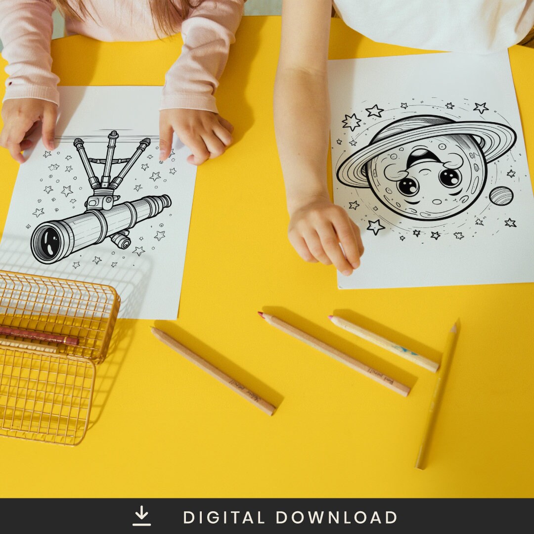 10 Space Theme Coloring Pages for Kids, Space Birthday Theme, Coloring ...