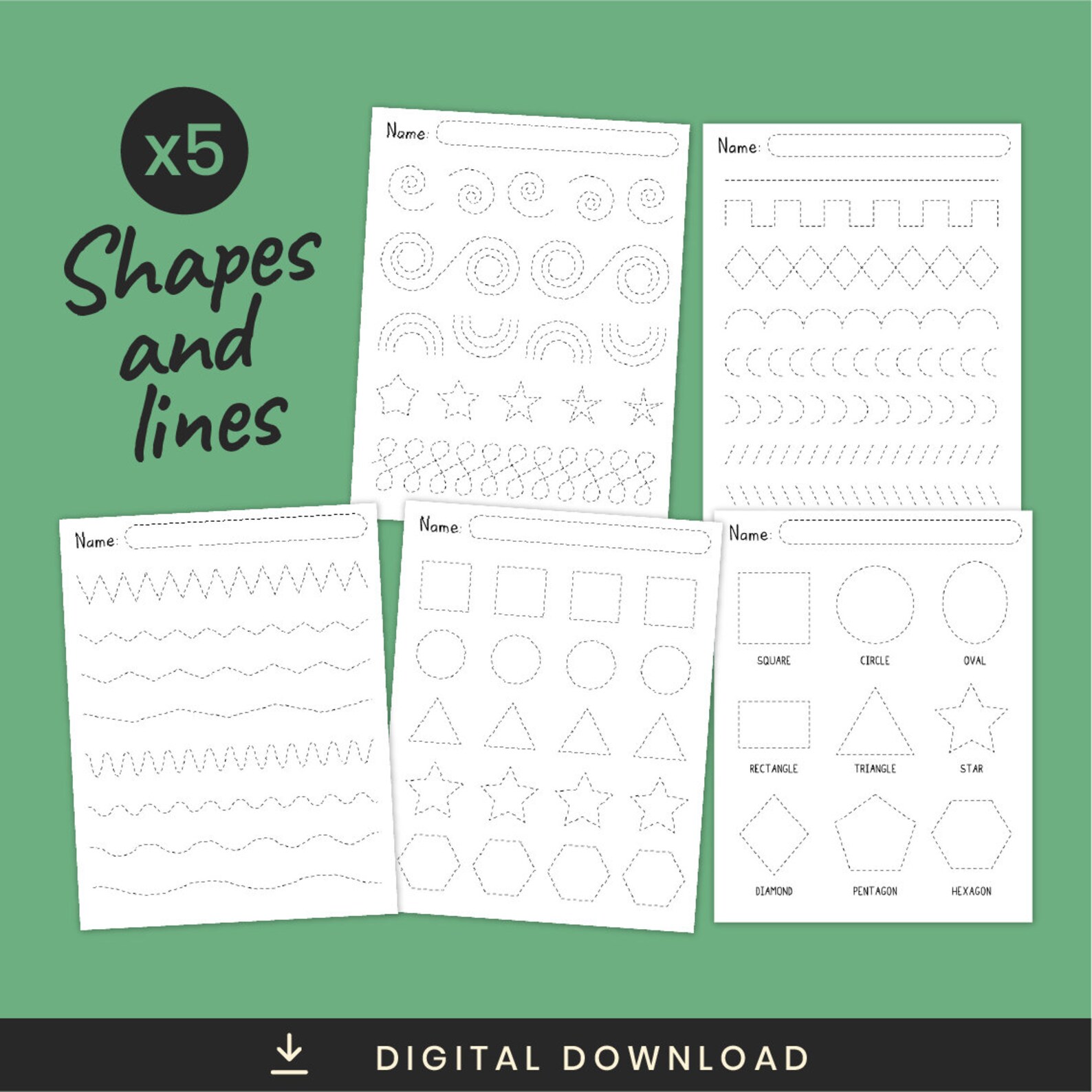 Line Letter Shape Tracing Worksheets Homeschool Busy Book Lines Trace ...