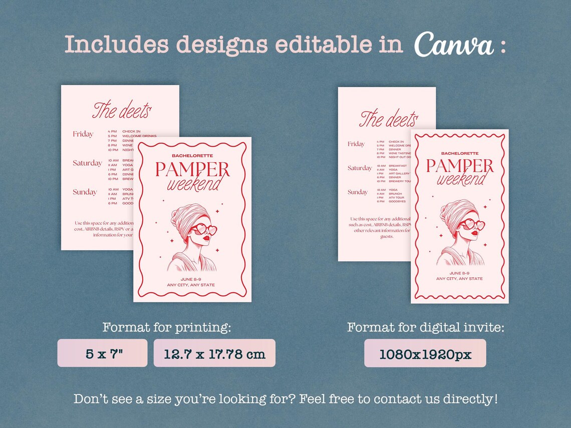 Bachelorette Pamper Weekend Spa Theme Printble Invitation Template ...