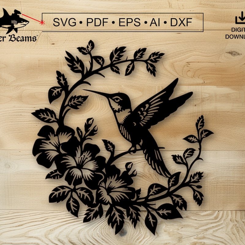Hummingbird and Flower Svg - Etsy