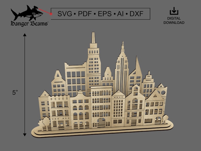 Wood City Laser Cut File - Digital Download (ai, PDF, DXF, SVG, Eps) - Etsy