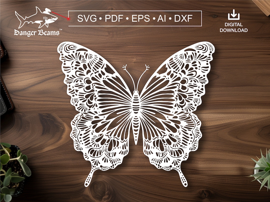 Paper Butterfly Intricate Laser Cut File Style B - Digital Download (ai ...