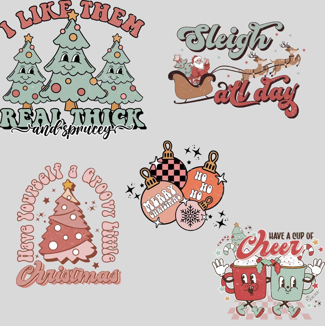Retro Groovy Christmas PNG Bundle | Thick & Sprucey | Sleigh All Day ...