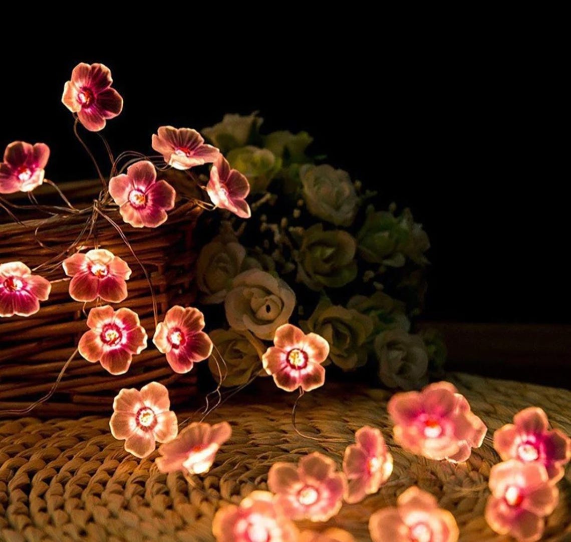 Cherry Blossom Flower Garland Lamp USB Operated LED Indoor Fairy Lights ...