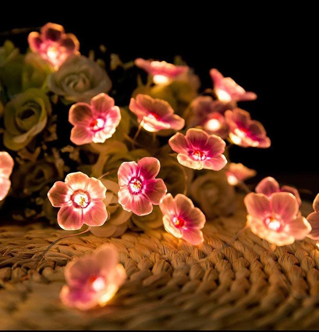 Cherry Blossom Flower Garland Lamp USB Operated LED Indoor Fairy Lights ...
