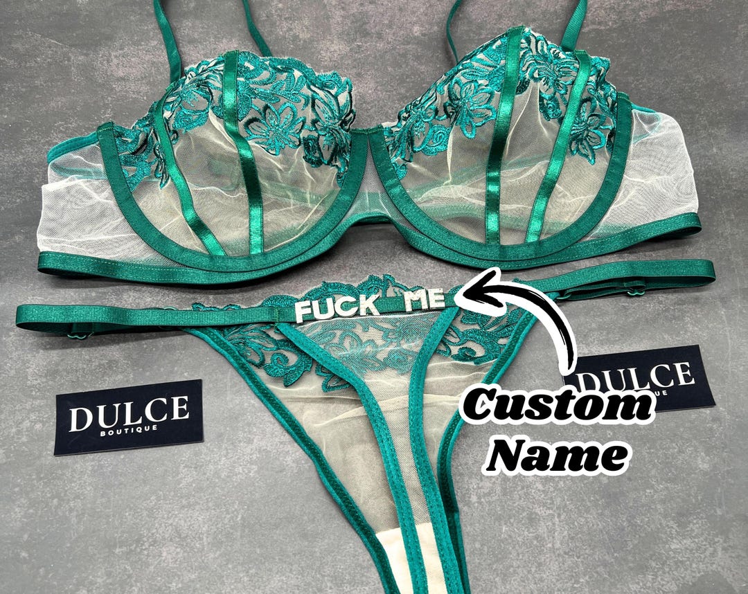 Custom Lingerie, Bra and Panty Set, Custom Name Thong, Personalised ...