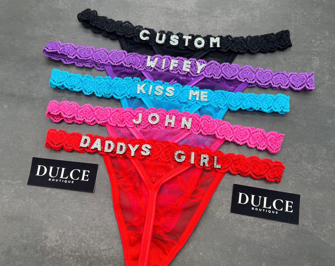 Custom Name Lace Thong, Personalised Name Thong, Custom Name Thong ...