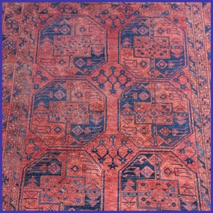 Antique Handmade Rug 4x9 Ersari Area Rug Living Room Rug Vintage Rug ...