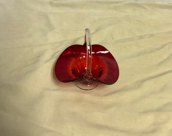 Vintage Red Glass Basket Baldwin Crystal Ruby Red Depression Glass ...