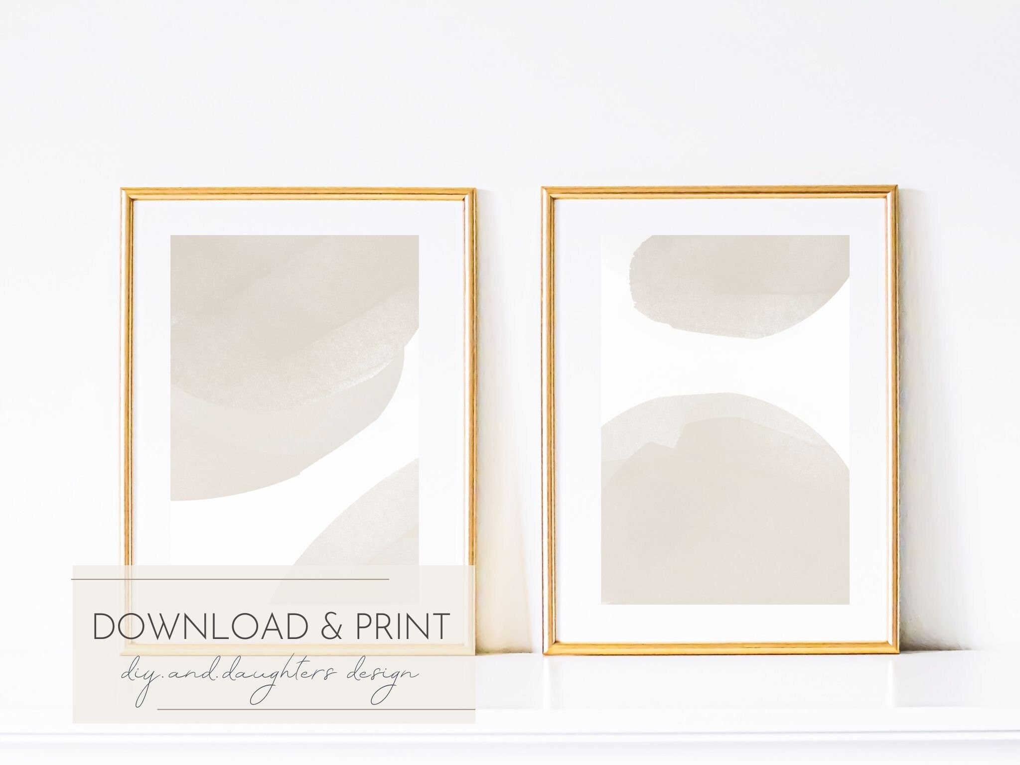 Neutral Abstract Poster Set | Modern Brush Stroke Art Prints, Geometric ...