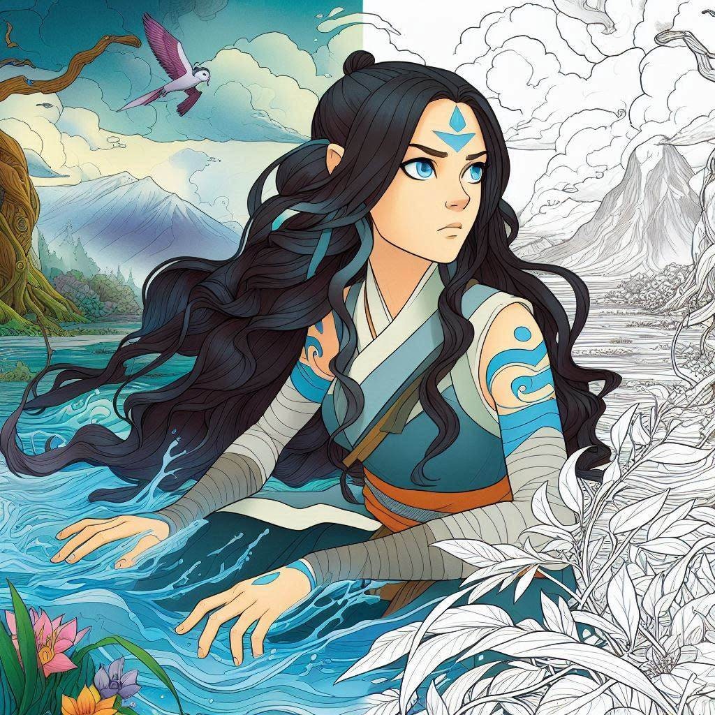 Secrets of Water Katara Coloring Page. Magical Worlds of Katara 100 ...