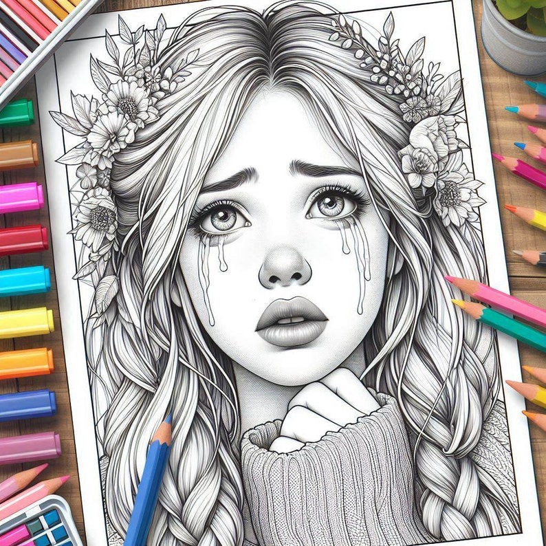Tears of the Soul: Coloring Book crying Girls Emotions on Canvas 100 ...