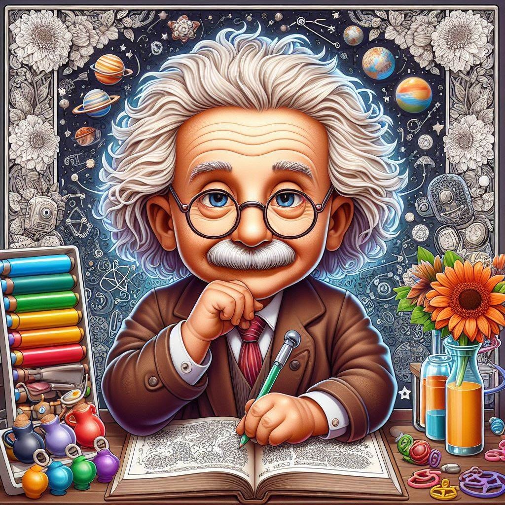 Genius in Pictures - Coloring Book "cartoon Einstein" Color the ...