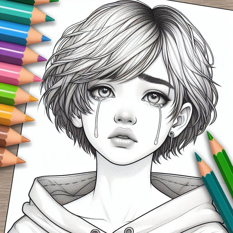 Tears of the Soul: Coloring Book crying Girls Emotions on Canvas 100 ...