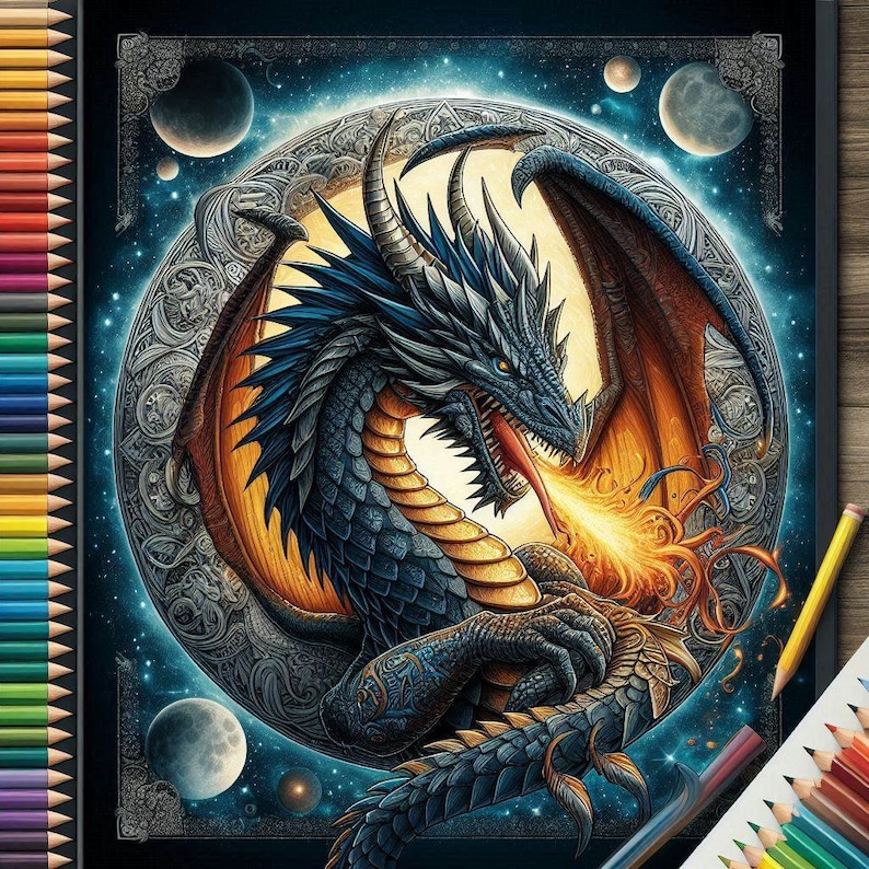 World of Dragons 100 Illustrations for Coloring, Color Your Dragon ...