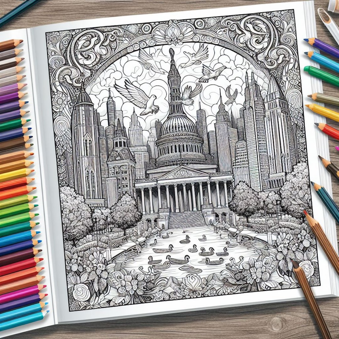 Coloring Book cities of the World 300pcs, Printable Coloring Books ...